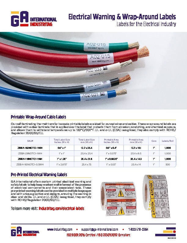 Industrial Labels Catalog and Flyers - IndustriTAG by GA International
